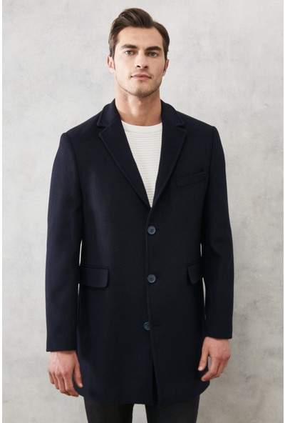 Altınyıldız Classics Standart Fit Dik Yaka Yünlü Klasik Kaşe Kaban