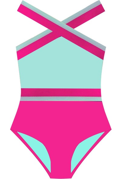 Deep Beach Mınt-Fuşya Kız Çocuk Mayo DB200703CM Deep Beach Mınt-Fuşya Kız Çocuk Mayo DB200703CM