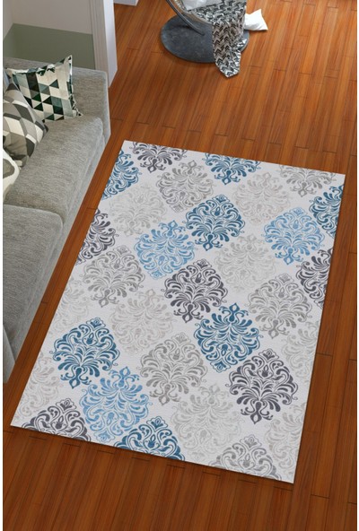Miray Tekstil İpek Kadife Mavi Gri Renkli Motif Desen Lastikli Halı Örtüsü Miray Tekstil İpek Kadife Mavi Gri Renkli Motif Desen Lastikli Halı Örtüsü