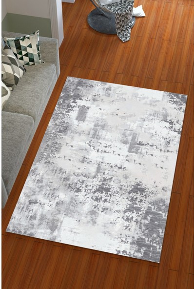 Miray Tekstil İpek Kadife Gri Renkli Sonsuz Desen Lastikli Halı Örtüsü