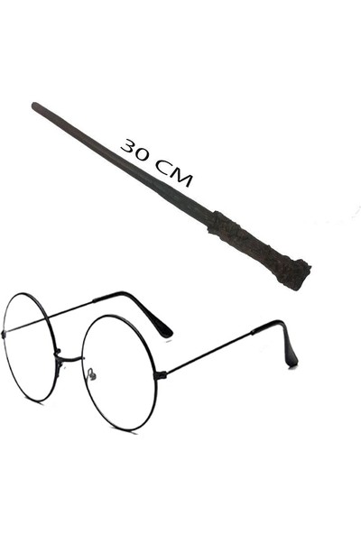 Minerva Harry Potter Asası 30 cm ve Siyah Metal Çerçeveli Harry Potter Gözlüğü Seti