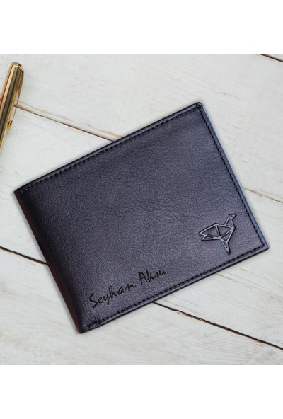 BK Kişiye Özel Isimli Hakiki Deri Siyah Cüzdan