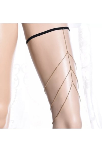 Takı Concept Gold Altın Renk Katmanlı Bacak Zinciri Vücut Aksesuarı