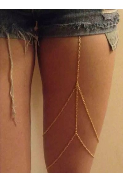 Takı Concept Kararmaz Altın Renk 2 Katmanlı Lastikli Bacak Takısı - Bacak Aksesuarı