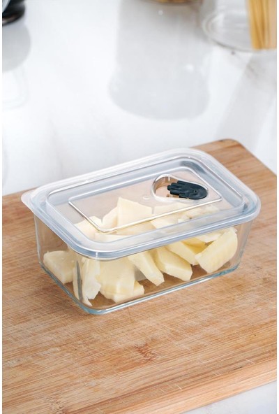 Acar Olivya Dikdörtgen Vakumlu Cam Saklama Kabı 4 Adet - 0,45 Lt 12132-SET