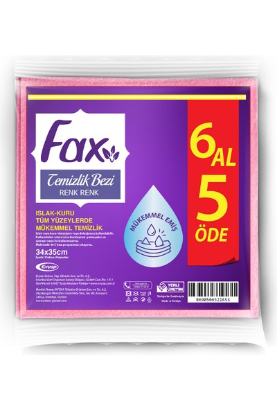 Fax Temizlik Bezi Renkli 6'lı Paket