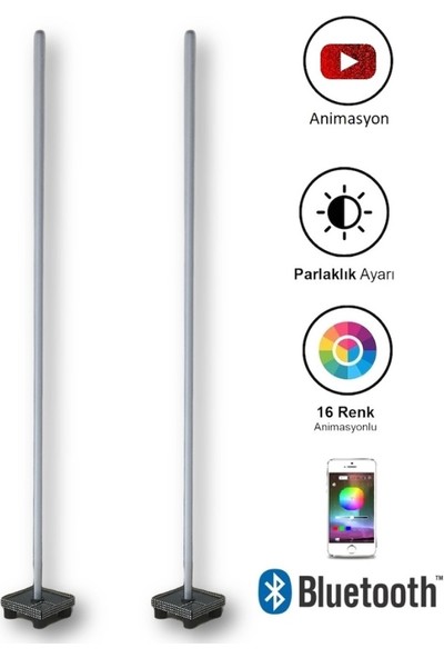 Eye Led Rgb LED Lambader 150 cm Bluetooth Kontrollü Çiftli Set Eye Led Rgb LED Lambader 150 cm Bluetooth Kontrollü Çiftli Set