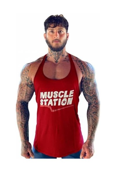 Musclestation Toughman Tank Kırmızı Workout Fitness Atlet Musclestation Toughman Tank Kırmızı Workout Fitness Atlet