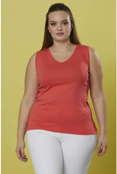 Selen Giyim Büyük Beden V Yaka Penye Atlet