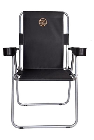 Atef Çift Bardaklı Kamp Sandalyesi Siyah
