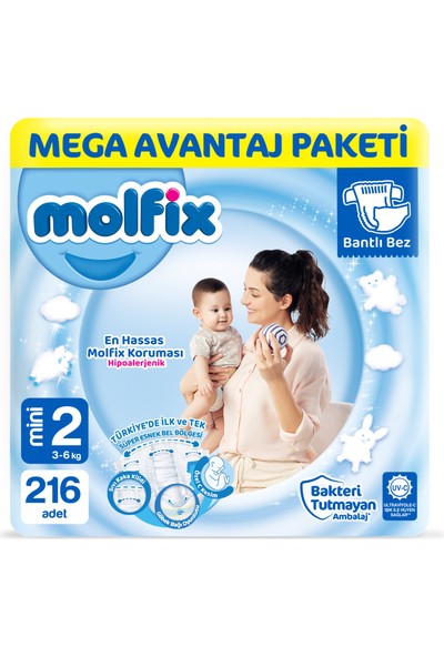 Molfix Bebek Bezi 2 Beden Mini Mega Avantaj Paketi 216 Adet Molfix Bebek Bezi 2 Beden Mini Mega Avantaj Paketi 216 Adet