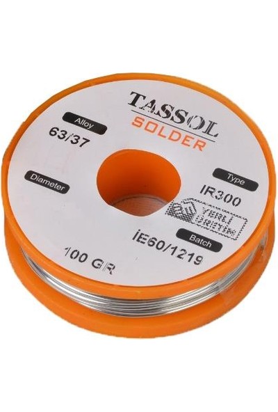 Tassol 1.2 mm 100GR Lehim Teli (%63 Kalay / %37 Kurşun) Tassol 1.2 mm 100GR Lehim Teli (%63 Kalay / %37 Kurşun)