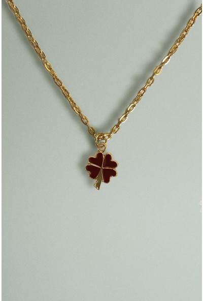 Lil'adore Vintage Kırmızı Yonca Gold Kolye