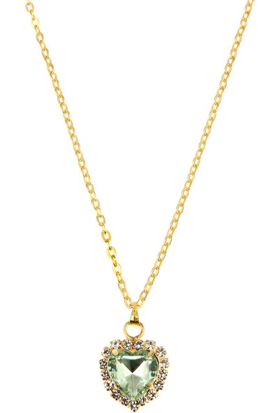 Lil'adore Yeşil Kalp Taşlı Gold Kolye