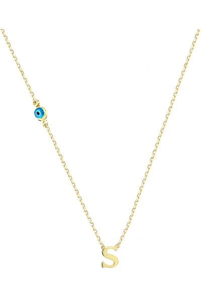Hepimitu S Harfli Nazar Boncuklu Altın Kolye KLA.209.01.00.0S