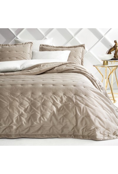Yataş Bedding Vals Çift Kişilik Kadife Yatak Örtüsü Seti - Bej