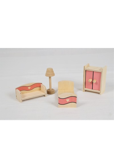 İztalya Ahşap Evcilik Seti (4 Parçalı Yatak Odası)