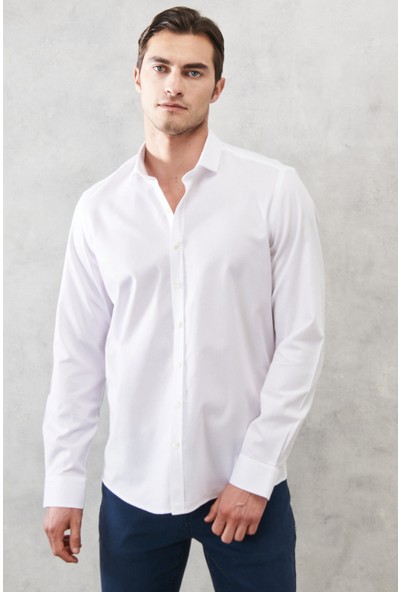 AC&Co / Altınyıldız Classics Slim Fit Dar Kesim Pamuk Italyan Yaka Klasik Gömlek