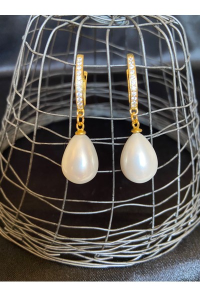 Duran Takı Tasarım Altın Kaplama Gümüş Inci Küpe