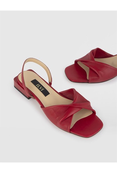 İLVİ Jeff Deri Kadın Kırmızı Sandalet İLVİ Jeff Deri Kadın Kırmızı Sandalet