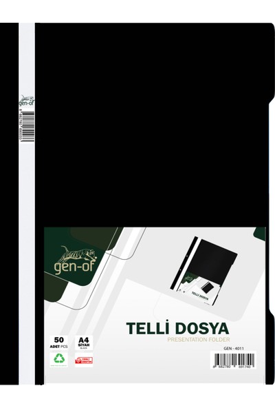 Gen-Of Siyah Telli Dosya A4 50 Li Paket