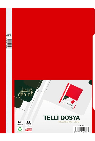 Gen-Of Kırmızı Telli Dosya A4 50 Li Paket