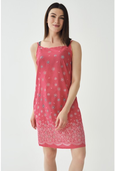 Dagi Fuşya Poplin Askılı Elbise Pareo