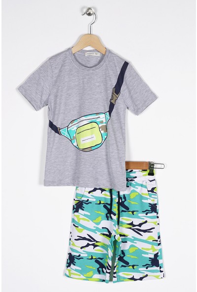 Zepkids Erkek Çocuk Kamuflaj Kaprili Çanta Baskılı Takım 6-9 Yaş