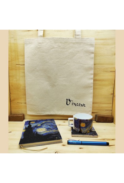 Harikapoli Vincent Van Gogh Set 5 - Çay/kahve Fincanı-Traverten Bardak Altlığı-Kalem-Defter-Kanvas Çanta 1 Harikapoli Vincent Van Gogh Set 5 - Çay/kahve Fincanı-Traverten Bardak Altlığı-Kalem-Defter-Kanvas Çanta 1