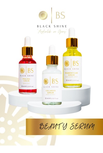 Black Shine Collagen Serum 30 ml + Leke Serumu 30 ml + Peelıng Serum 30 ml