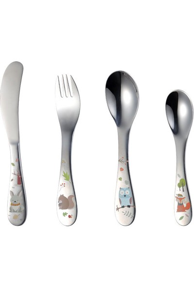 Love Home 304 Paslanmaz Çelik Çocuk Bıçak Çatal Kaşık Hayvan Karikatür Sevimli Sofra Seti (Yurt Dışından)