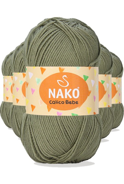 Nako 5 Adet Calico Bebe Pamuklu Bebek ve Battaniye Örgü Ipi 13285 Haki Nako 5 Adet Calico Bebe Pamuklu Bebek ve Battaniye Örgü Ipi 13285 Haki