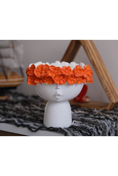 Isem Dekoratif Çiçekli Kız Kaktüs ve Sukulent Saksısı