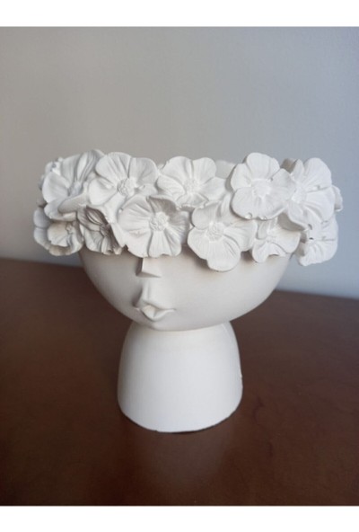 Isem Dekoratif Çiçekli Kız Kaktüs ve Sukulent Saksısı