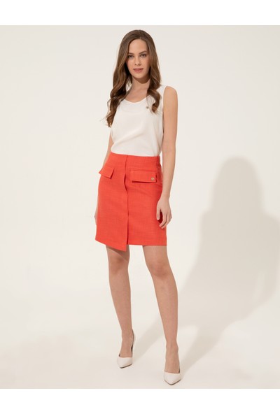 Pierre Cardin Turuncu Dokuma Etek 50247479-VR051 Pierre Cardin Turuncu Dokuma Etek 50247479-VR051