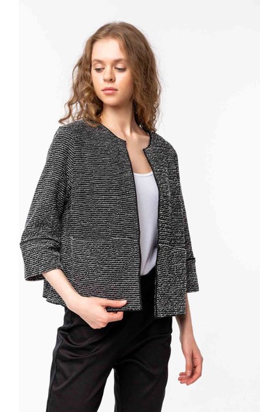 Sayende Moda Beyaz Kırçıllı Örme Ceket %100 Pamuk Sayende Moda Beyaz Kırçıllı Örme Ceket %100 Pamuk