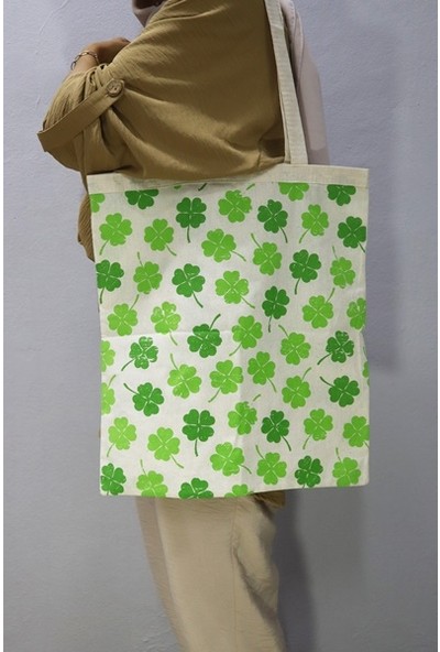 Yonca Baskılı Bez Çanta