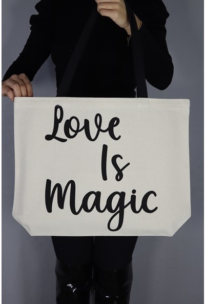 Love Is Magic Baskılı Kalın Kanvas Kumaş