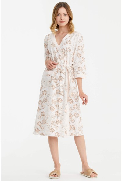 Sementa Renkli Desenli Sabahlık - Somon