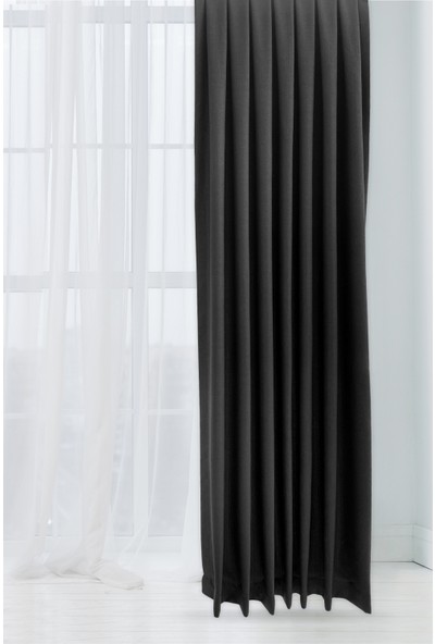 Cortibo Alaska Keten Fon Perde Siyah ( Sık Pile ) Cortibo Alaska Keten Fon Perde Siyah ( Sık Pile )