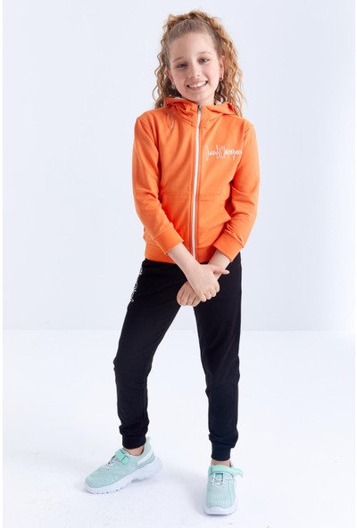 Tommy Life Oranj - Siyah Yazı Nakışlı Kapüşonlu Rahat Form Kız Çocuk Eşofman Takım - 75057 Tommy Life Oranj - Siyah Yazı Nakışlı Kapüşonlu Rahat Form Kız Çocuk Eşofman Takım - 75057