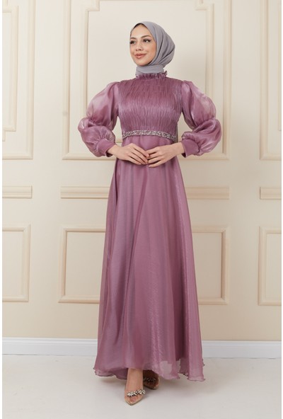 İmaj Butik Karpuz Kol Parlak Tül Tesettür Abiye/gül Kurusu İmaj Butik Karpuz Kol Parlak Tül Tesettür Abiye/gül Kurusu