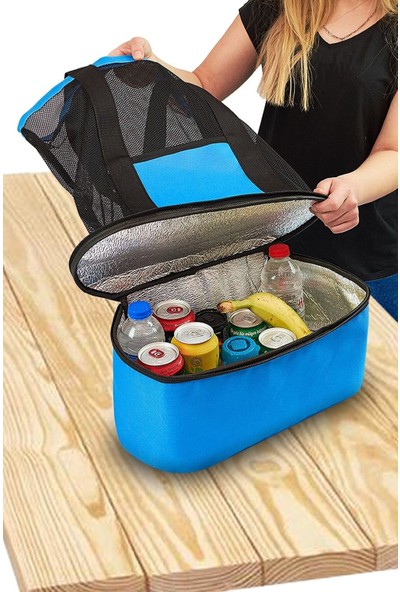 Termoslu Plaj Çantası Plaj Çantası Soğuk Tutuculu Çift Bölmeli Çanta