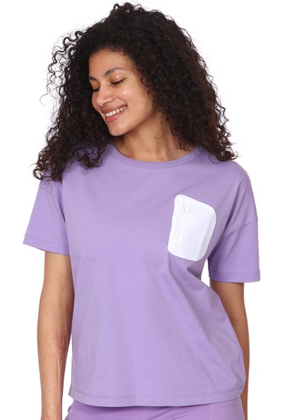 Spt Kadın Mor Günlük Stil Tişört 22YKTL18D01-MOR