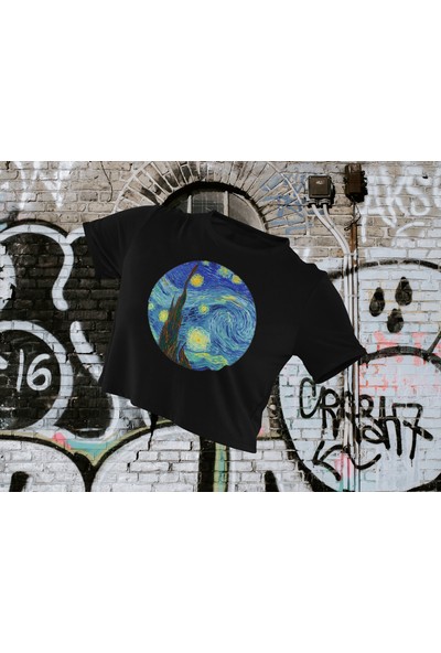 Playbackmoda Crop-Top Ünlü Tablolar Vangogh Yıldızlı Geceler Baskılı Yarım Tişört Playbackmoda Crop-Top Ünlü Tablolar Vangogh Yıldızlı Geceler Baskılı Yarım Tişört