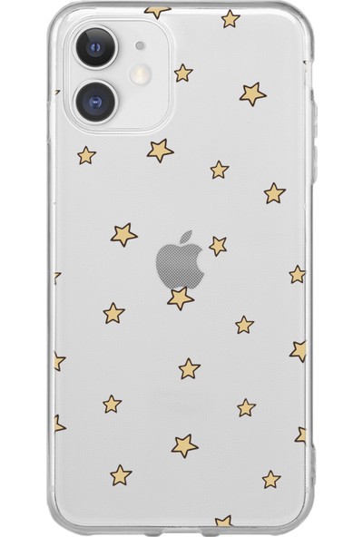 Caseland Apple iPhone 11 Uyumlu Yıldızlar Desenli Şeffaf Telefon Kılıfı