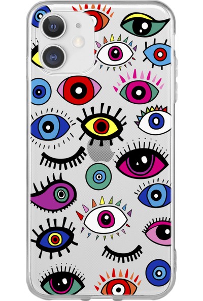 Caseland Apple iPhone 11 Uyumlu Rengarenk Gözler Desenli Şeffaf Telefon Kılıfı Caseland Apple iPhone 11 Uyumlu Rengarenk Gözler Desenli Şeffaf Telefon Kılıfı