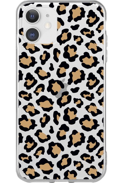 Caseland Apple iPhone 11 Uyumlu Leopar Desenli Şeffaf Telefon Kılıfı