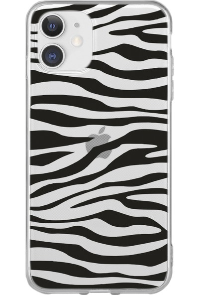 Caseland Apple iPhone 11 Uyumlu Zebra Desenli Şeffaf Telefon Kılıfı