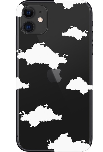Caseland Apple iPhone 11 Uyumlu Bulutlar Desenli Şeffaf Telefon Kılıfı